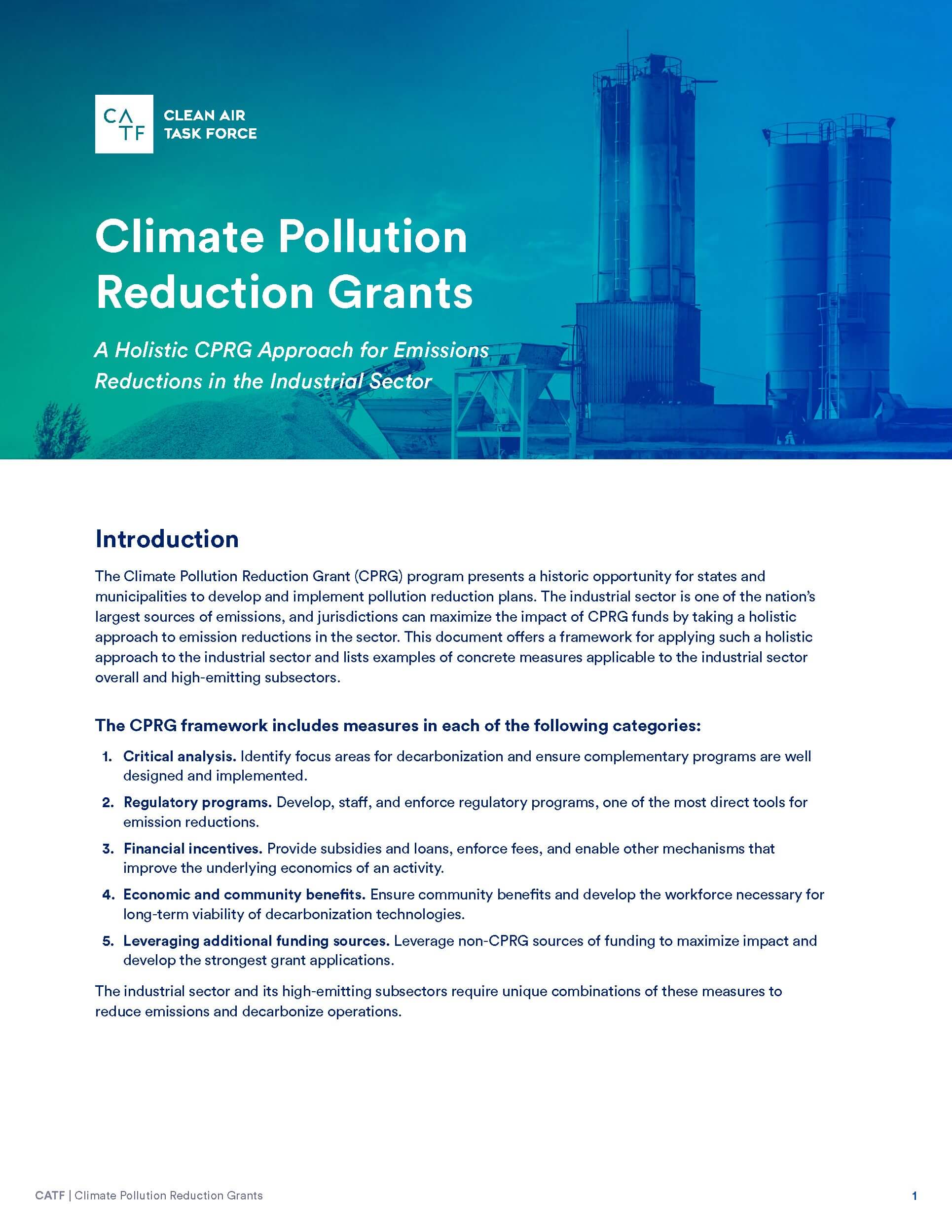 Climate Pollution Reduction Grants for Emissions Reductions in the Industrial Sector – Clean Air ...