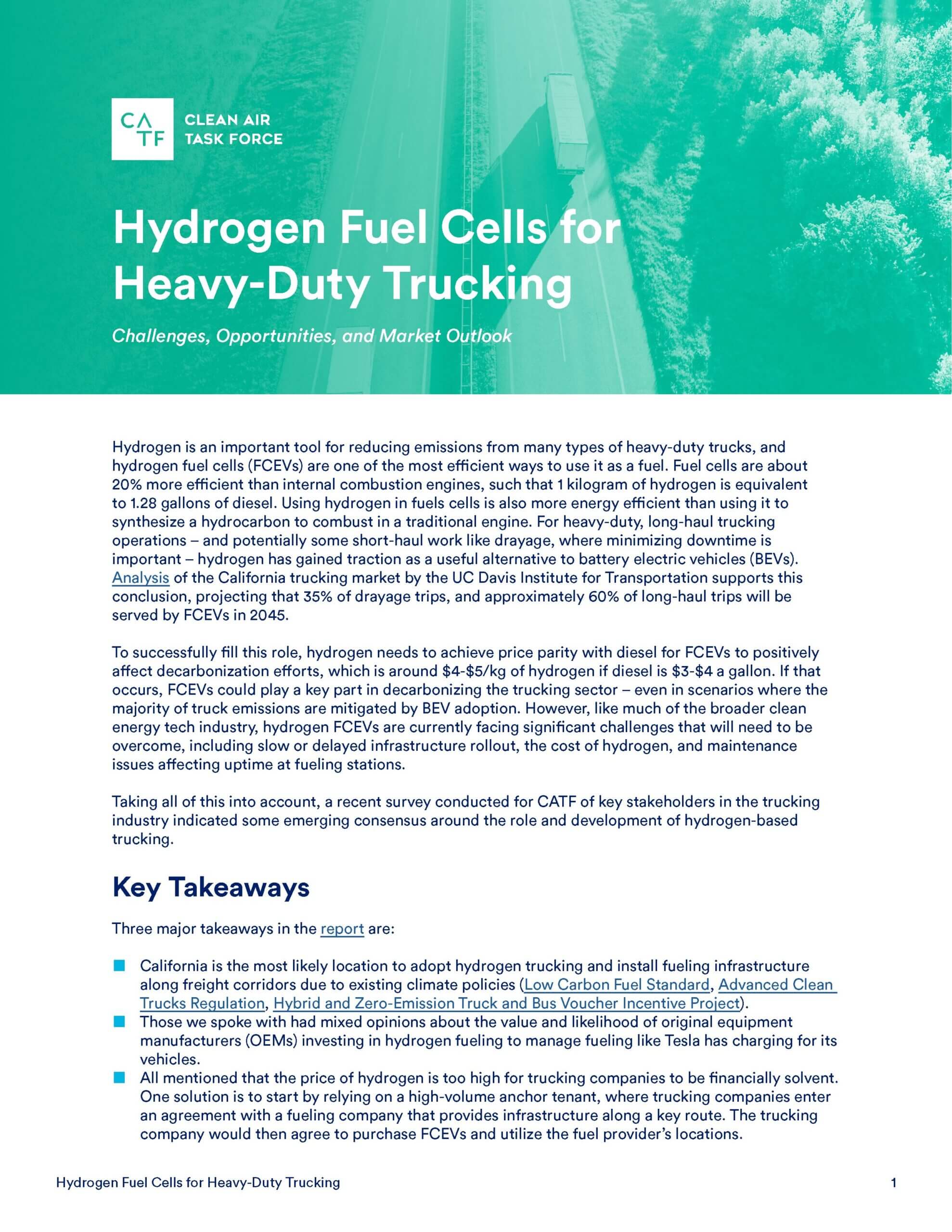 Hydrogen Fuel Cells for Heavy-Duty Trucking – Clean Air Task Force
